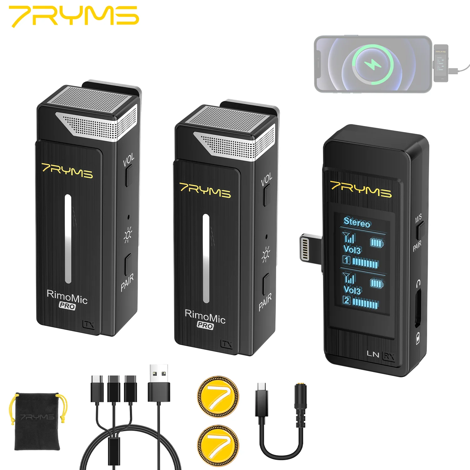 7RYMS Rimomic PRO Wireless Lavalier Microphone 2.4G for DSLR camera ...