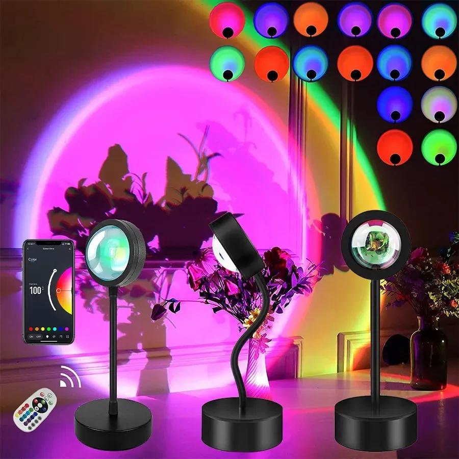 Luminária Projetor de LED Sunset - Crie uma Atmosfera de Pôr do Sol com ...