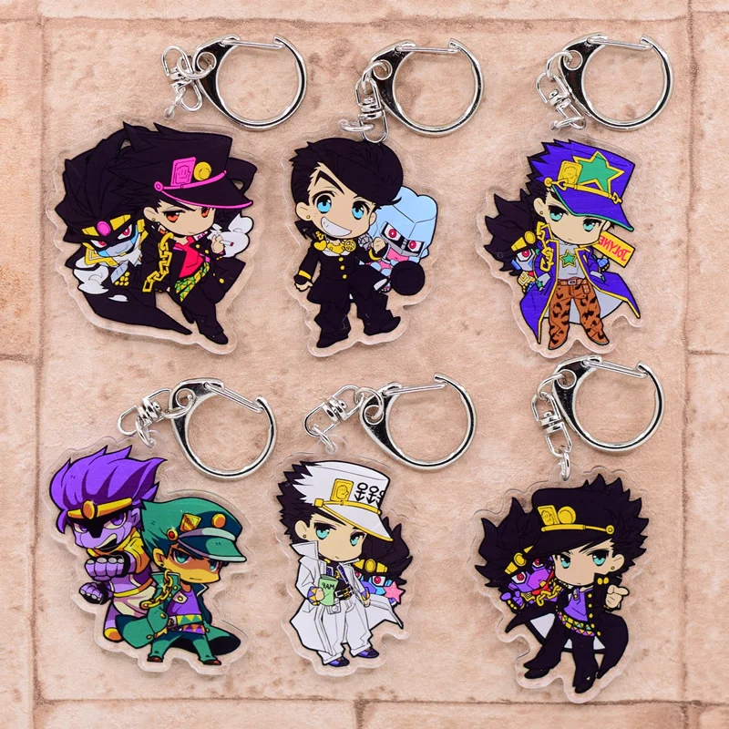 Jojo-Anime-Keychain-Arcylic-Cartoon-Figures-Keyrings-Kids-Gift-Key ...
