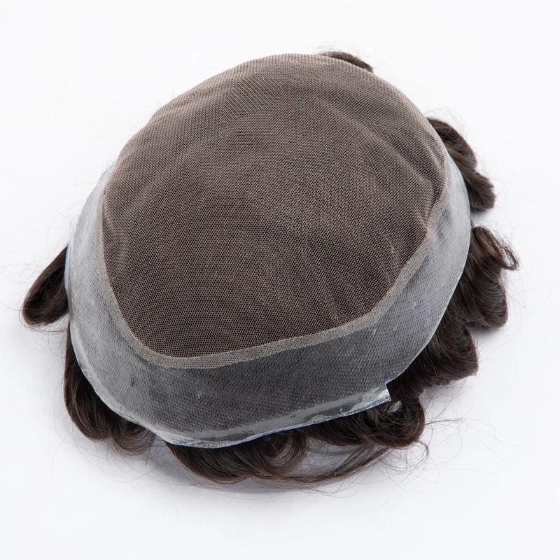 Lace and PU Base Wig For Men Indian Hair Replacement System Unit For ...