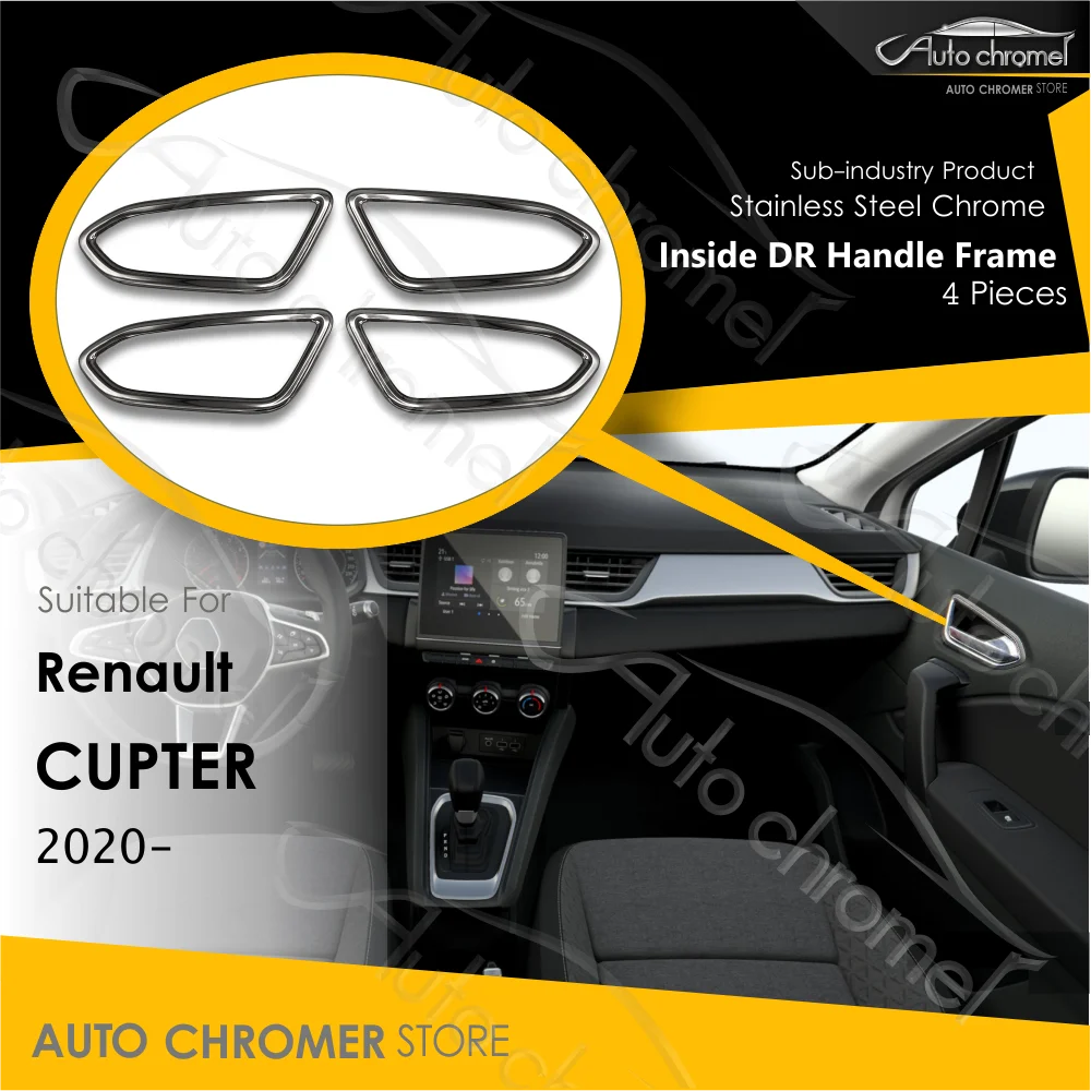 For-Captur-Inside-Door-Handle-Chrome-Frames-2020-4-Pieces-Renault-Car ...