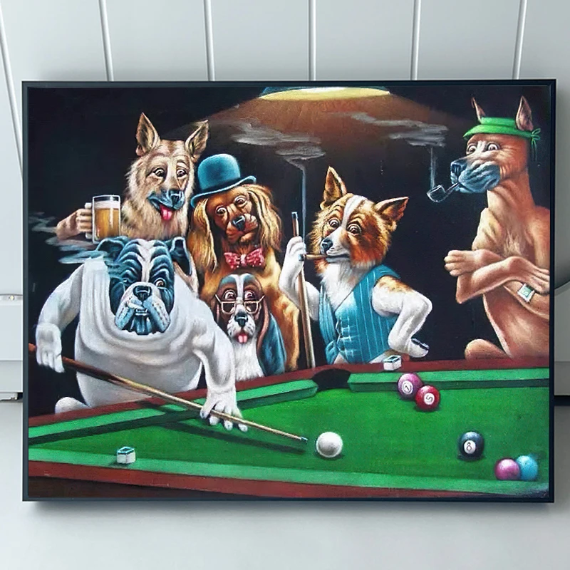 Dogs Playing Pool Original