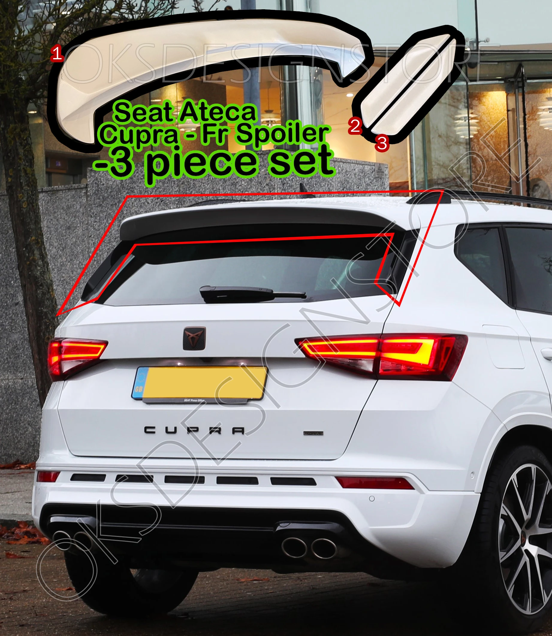 For Seat Ateca Cupra And Fr Spoiler -3 Piece Set Frp Rear Trunk Spoiler ...