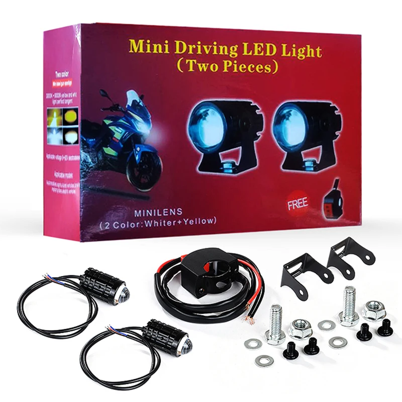 Motorcycle-Mini-Driving-Light-White-Yellow-Pair-of-Universal-High ...