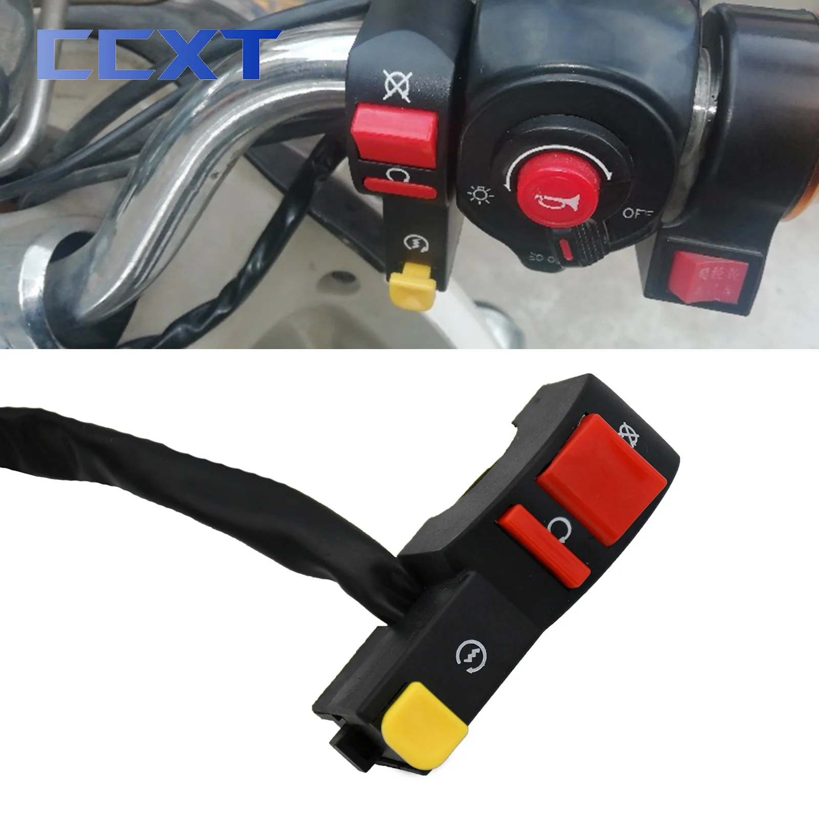 Motorcycle 22mm Handlebar Light Switch Electric Starter Flameout Start ...