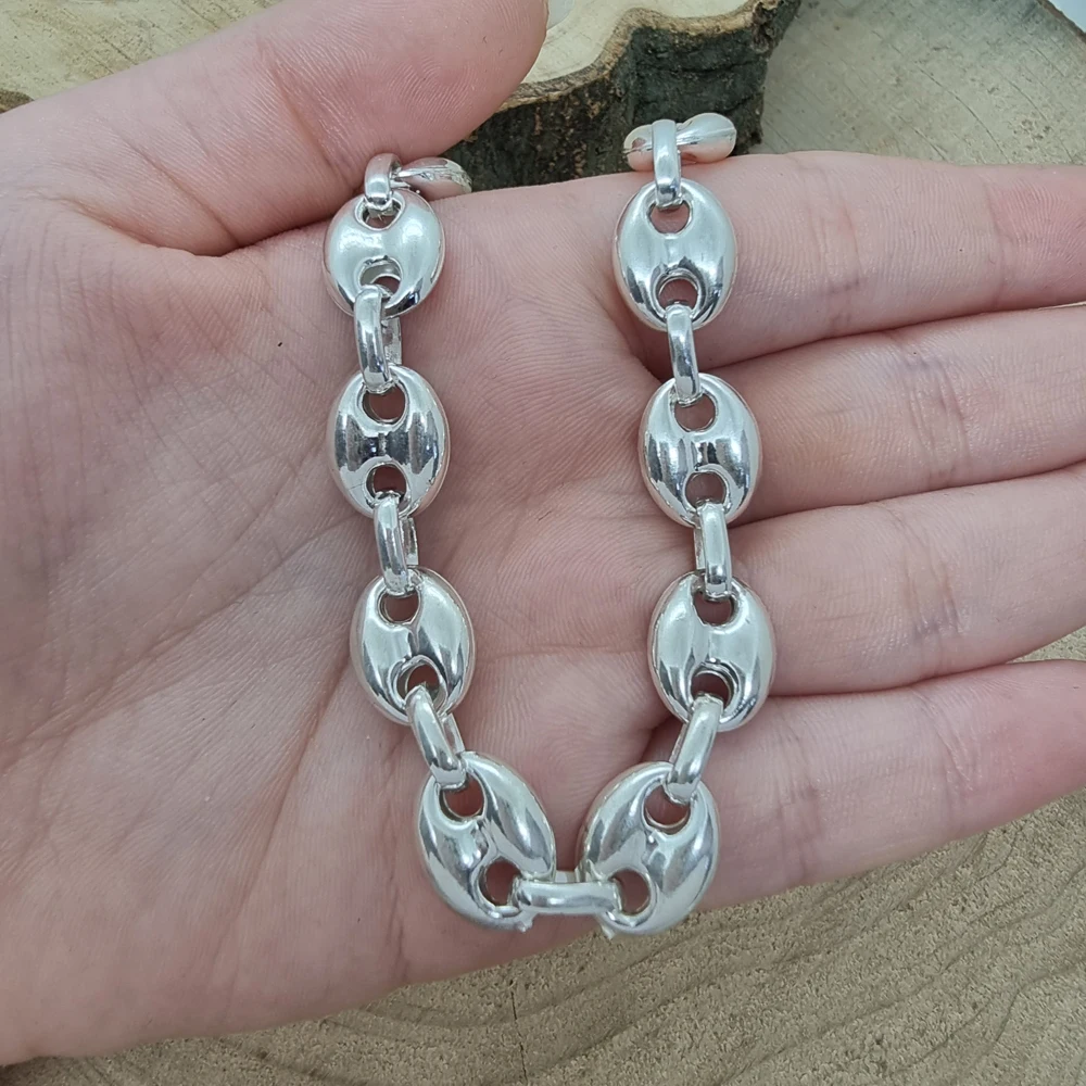 Coffee-Bean-Necklace-925-Silver-Chain-Men-Dainty-Jewelry-Link-Chain ...