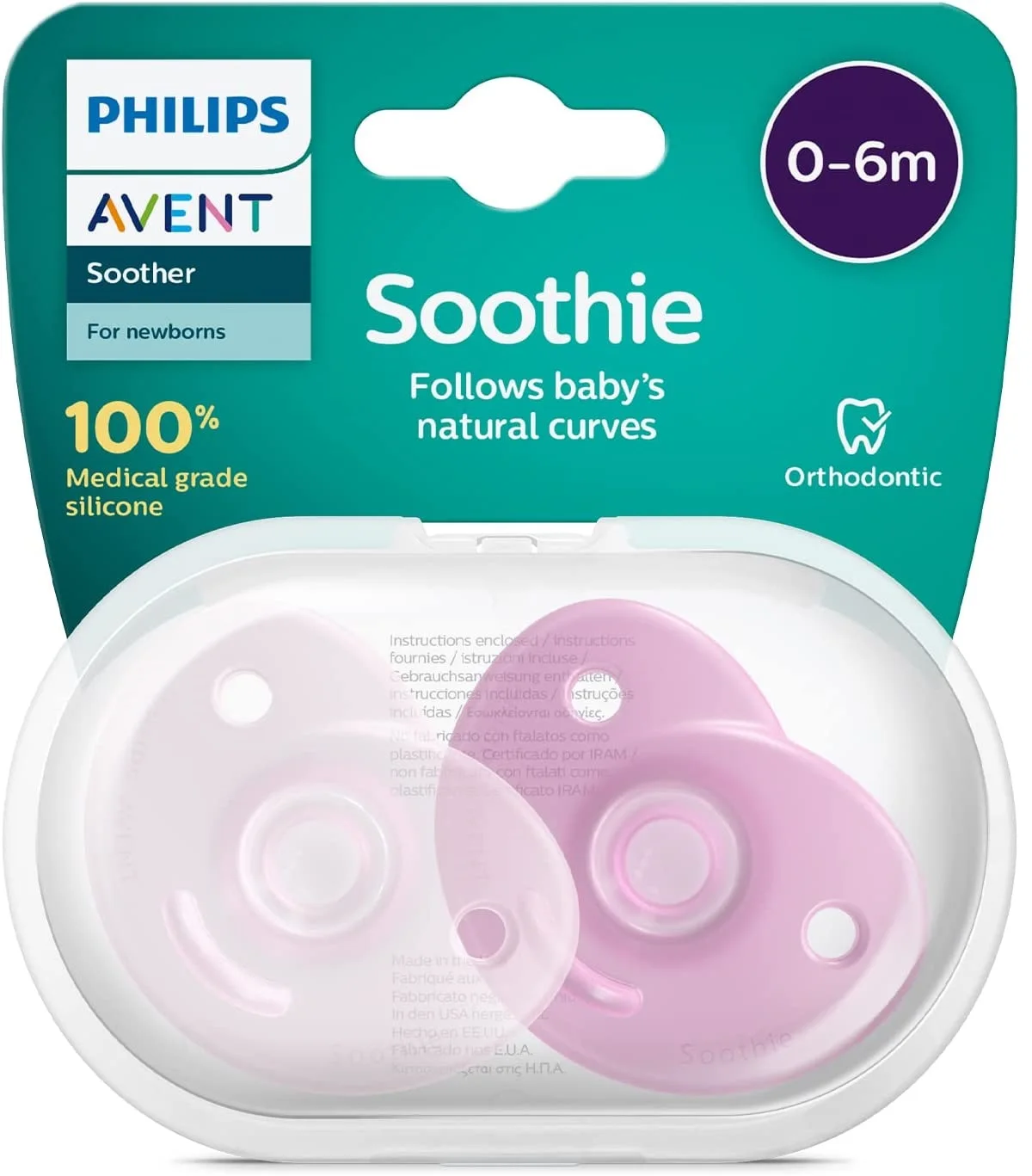 Original-Philips-Avent-SCF099-Soothie-Pacifier-0-6-Months-2-Pcs-Pink ...