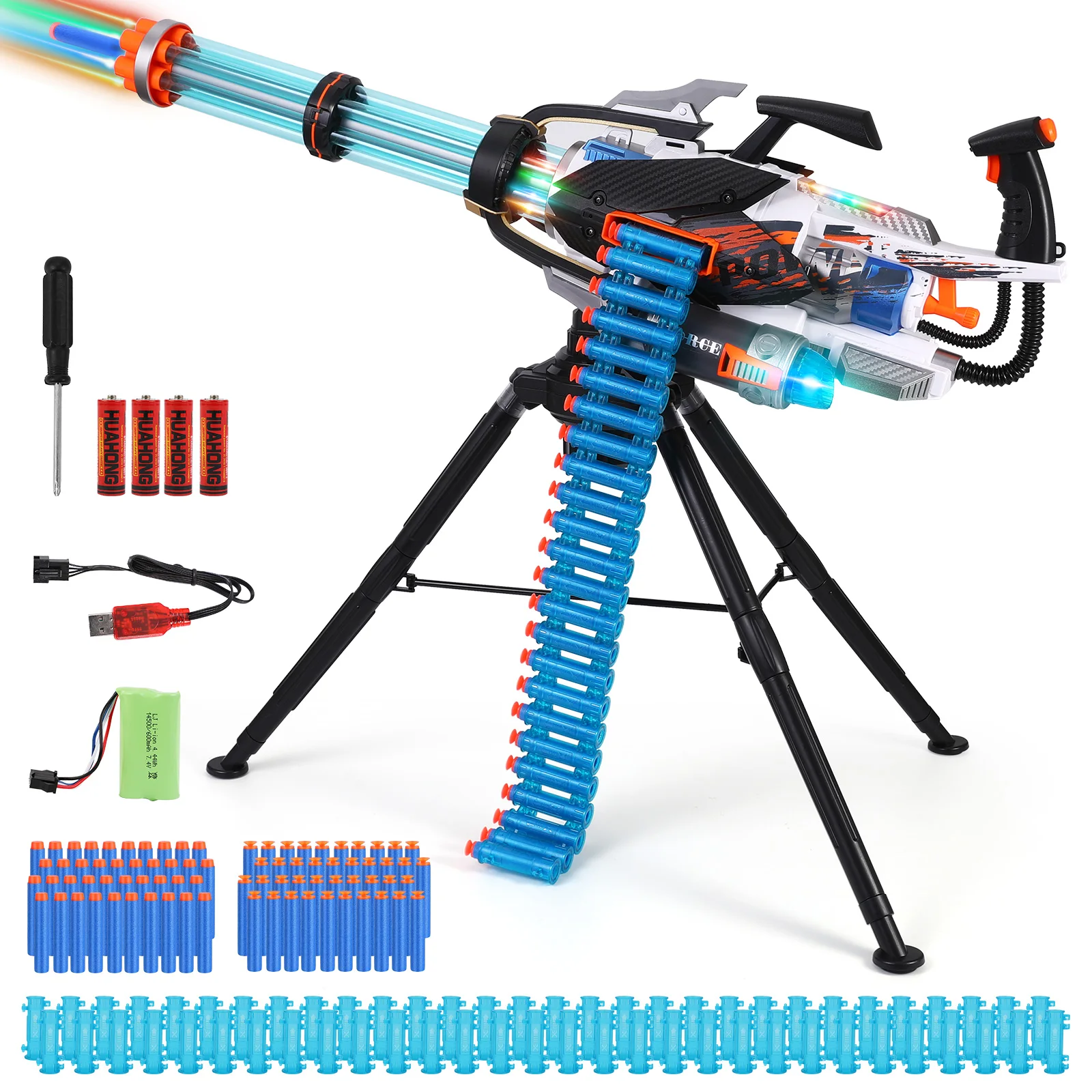 2 In 1 Gatling Heavy Machine Gun Toy Manual Electric Burst Kids Gun ...