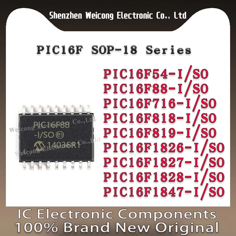 PIC16F PIC16F54-I/SO PIC16F54 PIC16F88 PIC16F716 PIC16F818 PIC16F819 PIC16F1826 PIC16F1827 ...