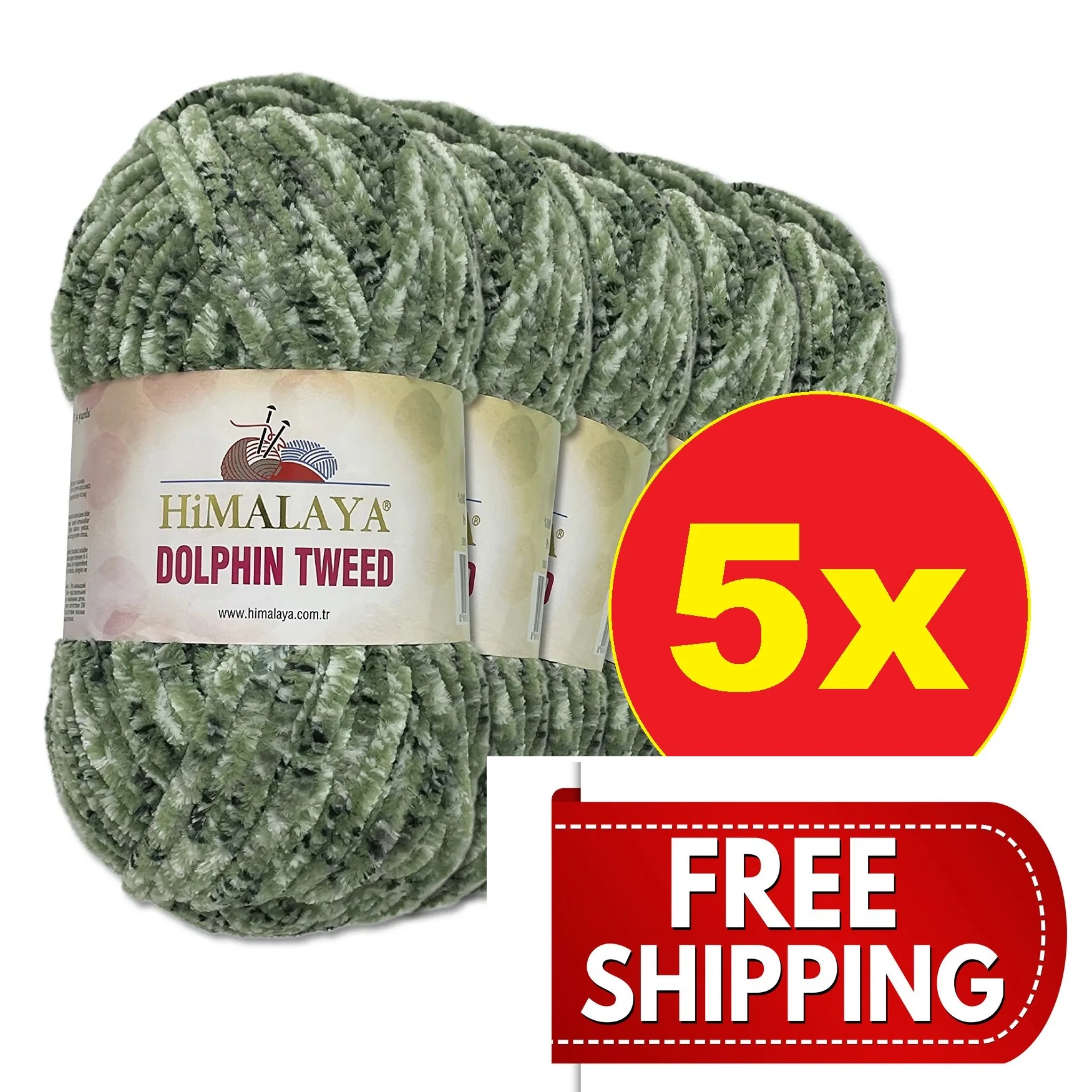 Himalaya-Dolphin-Tweed-5-Pieces-Yarn-5x100g-Chenille-Wool-Velour-Thread ...