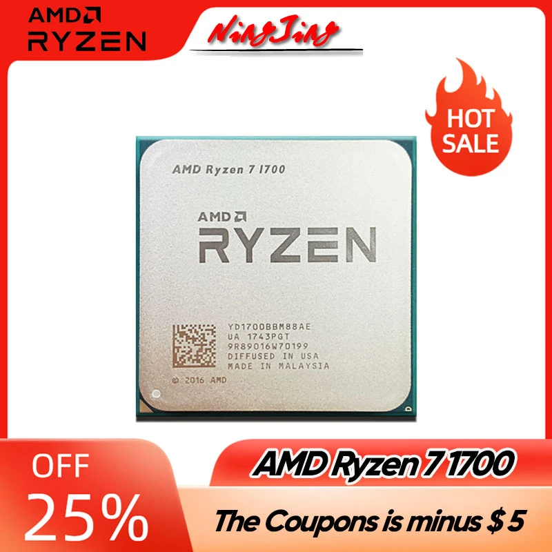 AMD Ryzen 7 1700 R7 1700 3.0 GHz GAMING Zen 0.014 Eight Core Sixteen ...