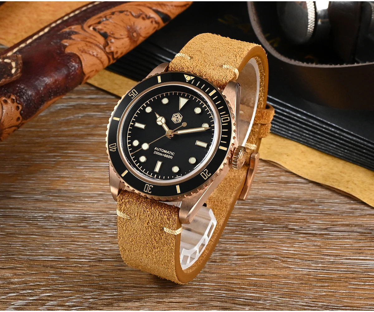 Мужские Роскошные часы San Martin, 38 мм, винтажные, 6200 CuSn8 ...