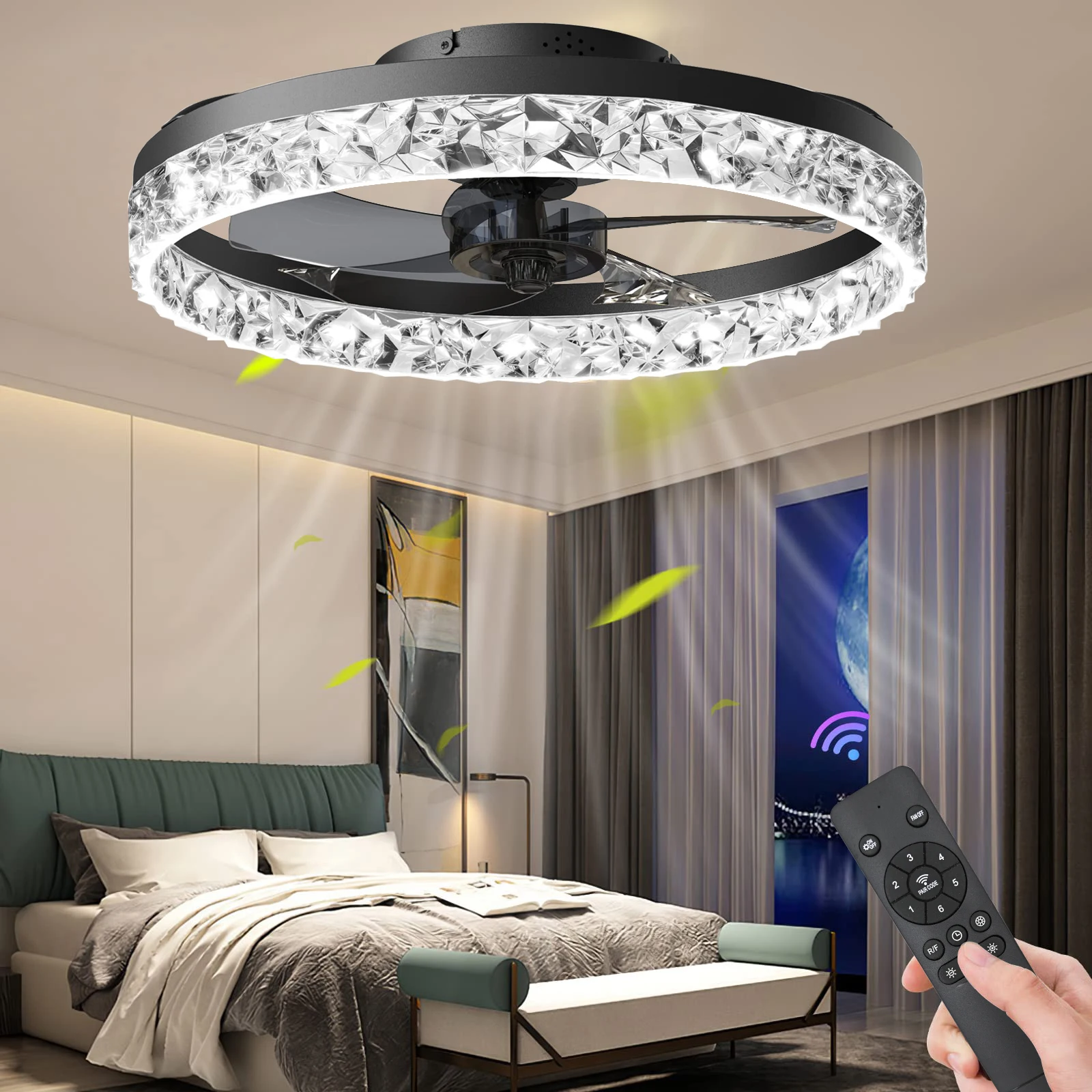 IRALAN-Modern-Led-Ceiling-Fan-Lights-DC-Motor-6-Speeds-Timing-Fans-50CM ...