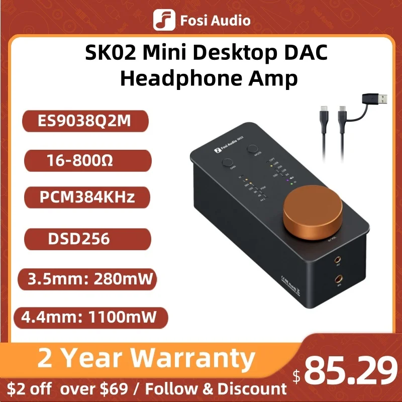 Fosi-Audio-SK02-DAC-Headphone-Amplifier-Preamp-Support-DSD-256-PCM-For ...