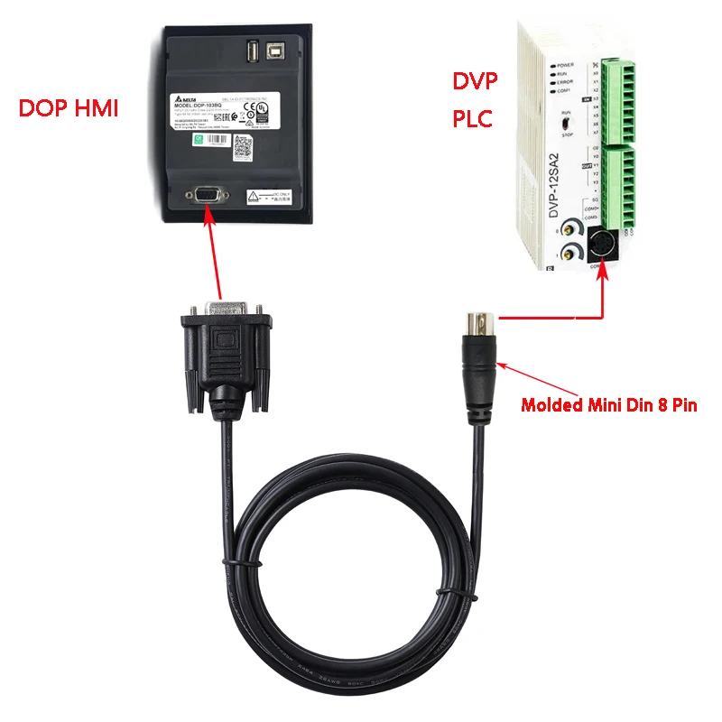 Cable-serie-DB9-macho-RS232-a-Mini-Din-8P-macho-para-conectar-Delta-DVP ...