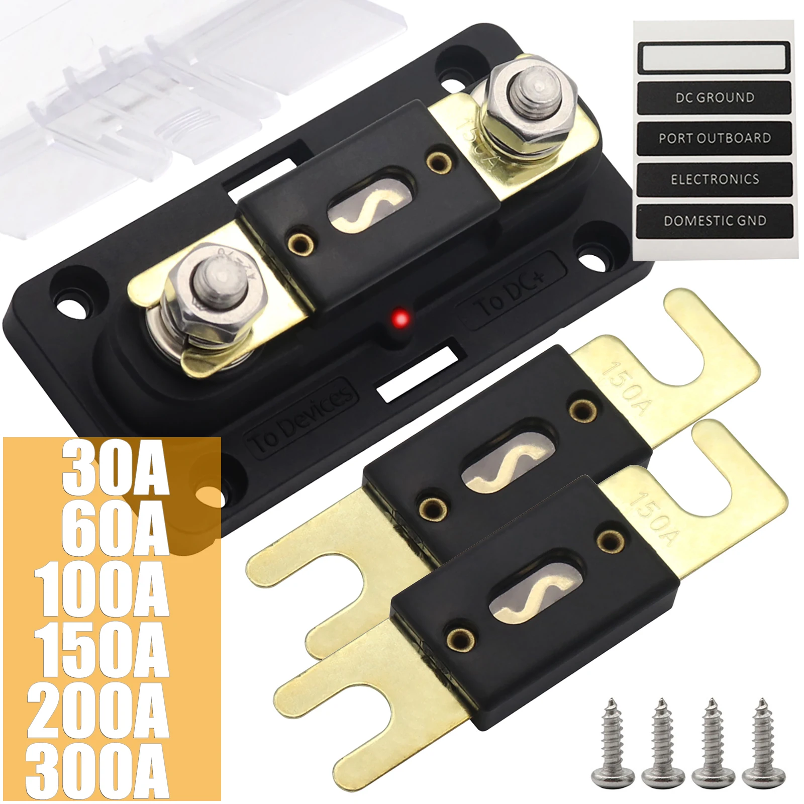 GIE-TOP-12V-24V-32V-Car-Audio-M8-Stud-ANL-Fuse-Holder-Box-Set ...