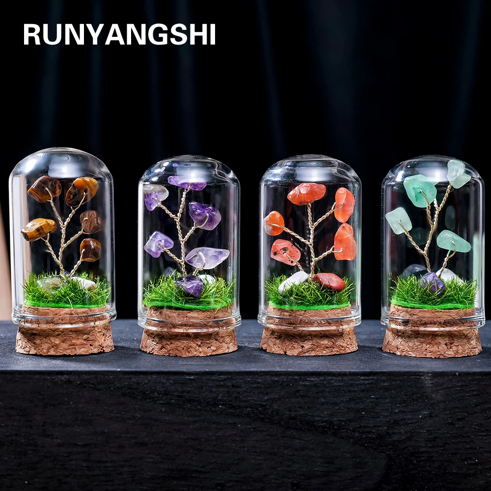 Natural Crystal Tree Wishing Bottle Home Decor Healing Stone Polished ...