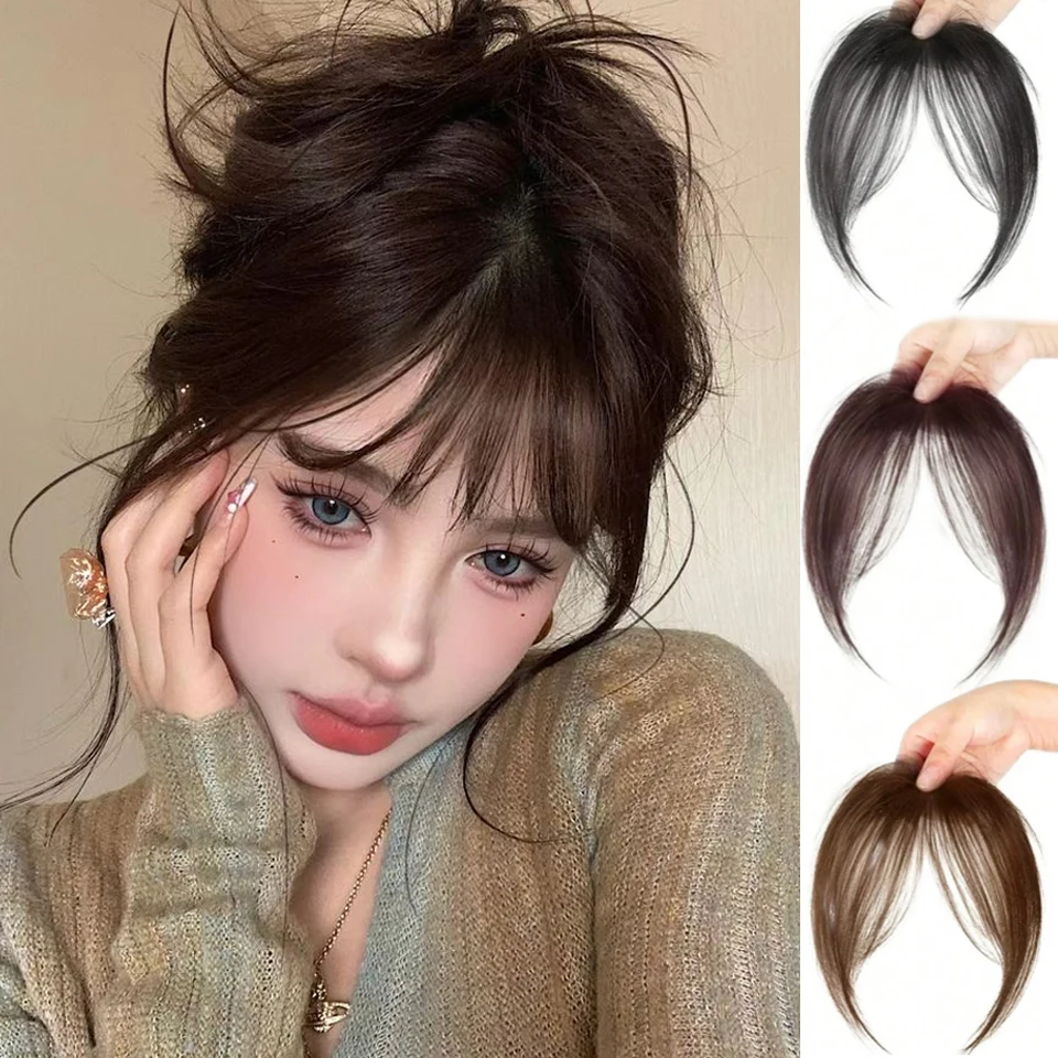 Synthetic Fake Air Bangs Natural Forehead Fake Fringe Hair Bang Wig ...