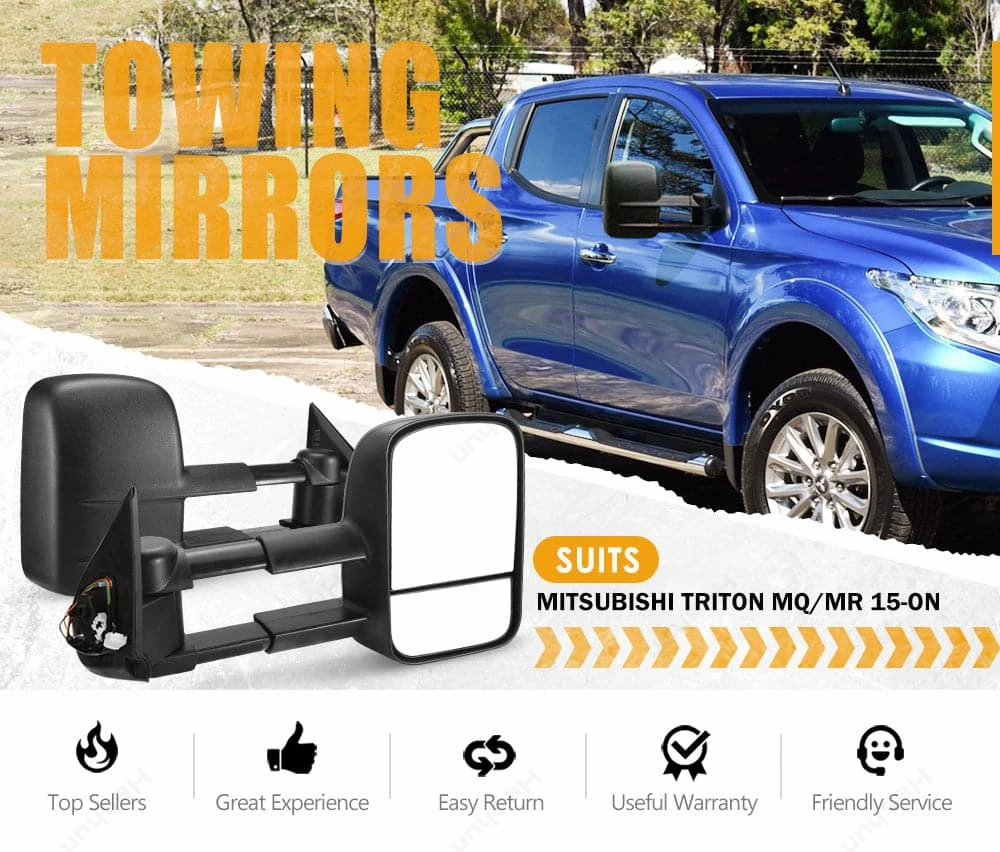 Pair-Extendable-Towing-Mirrors-For-Mitsubishi-Triton-MQ-MR-2015-2023-Manual-Folding-Turn-Signal ...