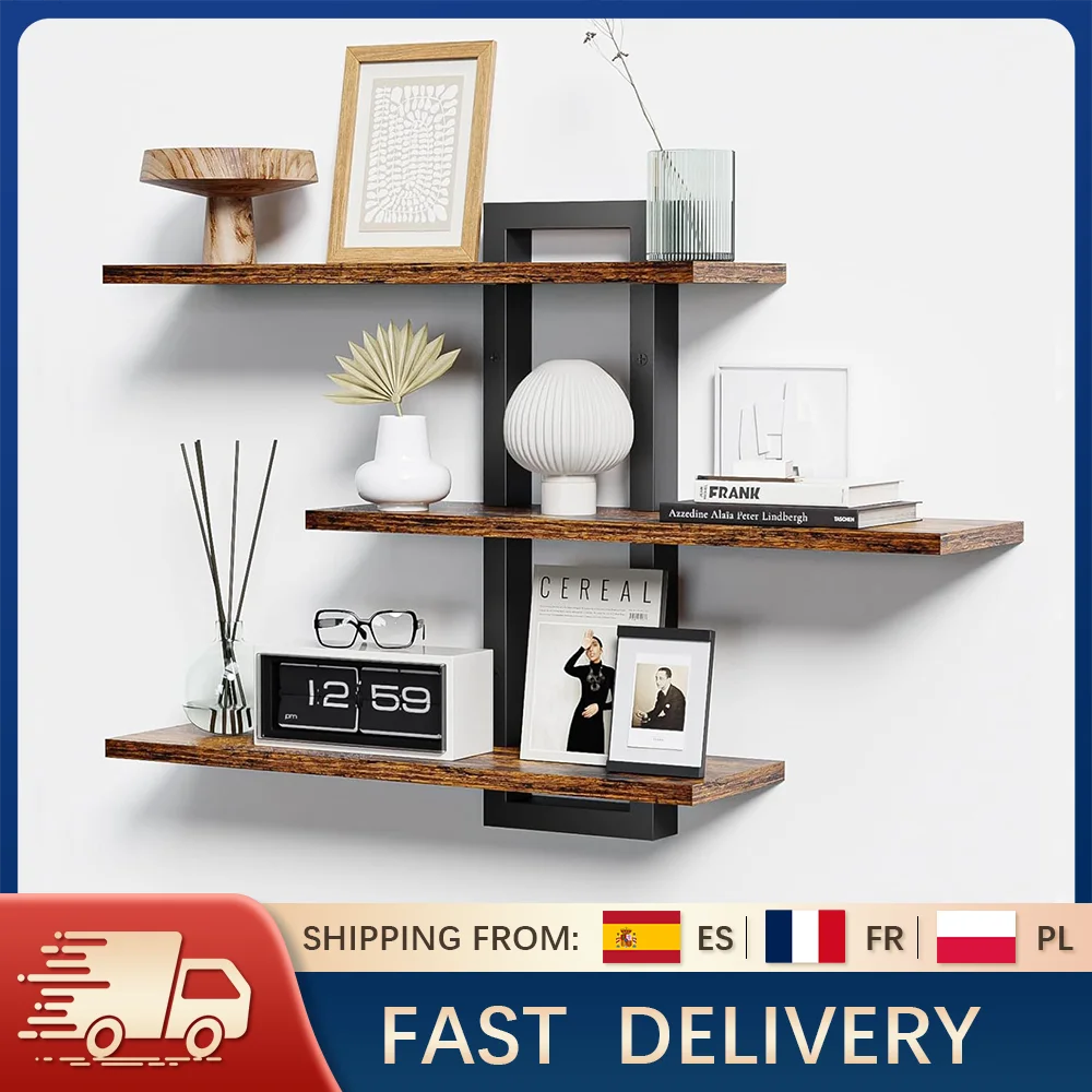 3 Tier Floating Shelves Wall Storage Rack Adjustable Wallmounted ...