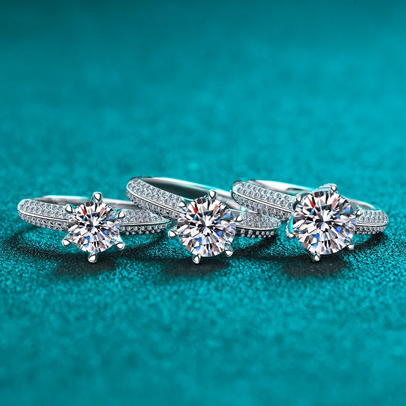 KNOBSPIN Moissanite Rings 2ct Sterling Silver D VVS1 Lab Diamond with GRA Certificate Engagement ...