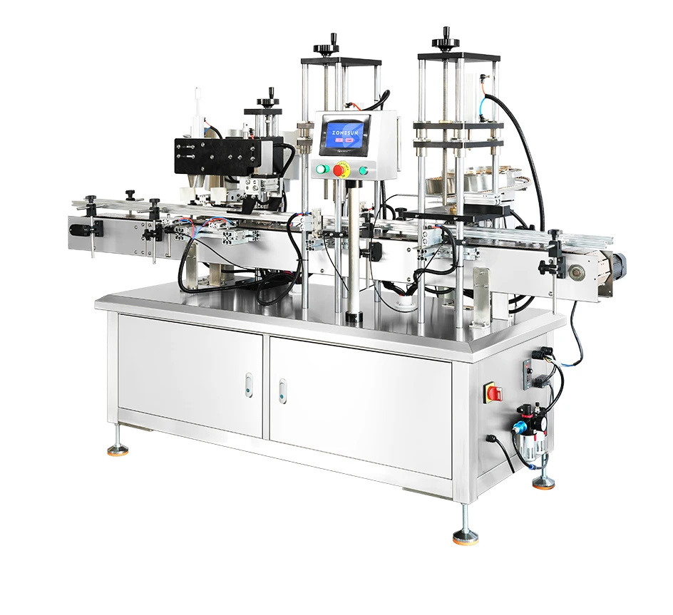 ZONESUN ZS-YG11V Automatic Perfume Bottle Crimping Machine with Cap Fe ...