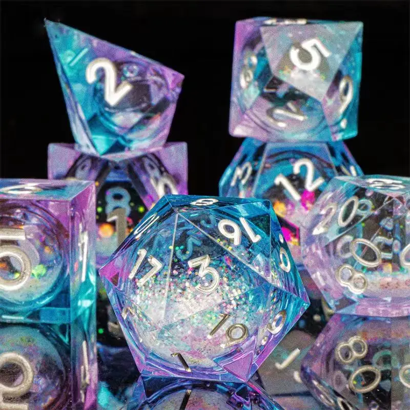 Liquid-Core-Resin-Dice-Sharp-Edge-Polyhedral-Dice-set-Dnd-Dice-7Pcs-Set ...