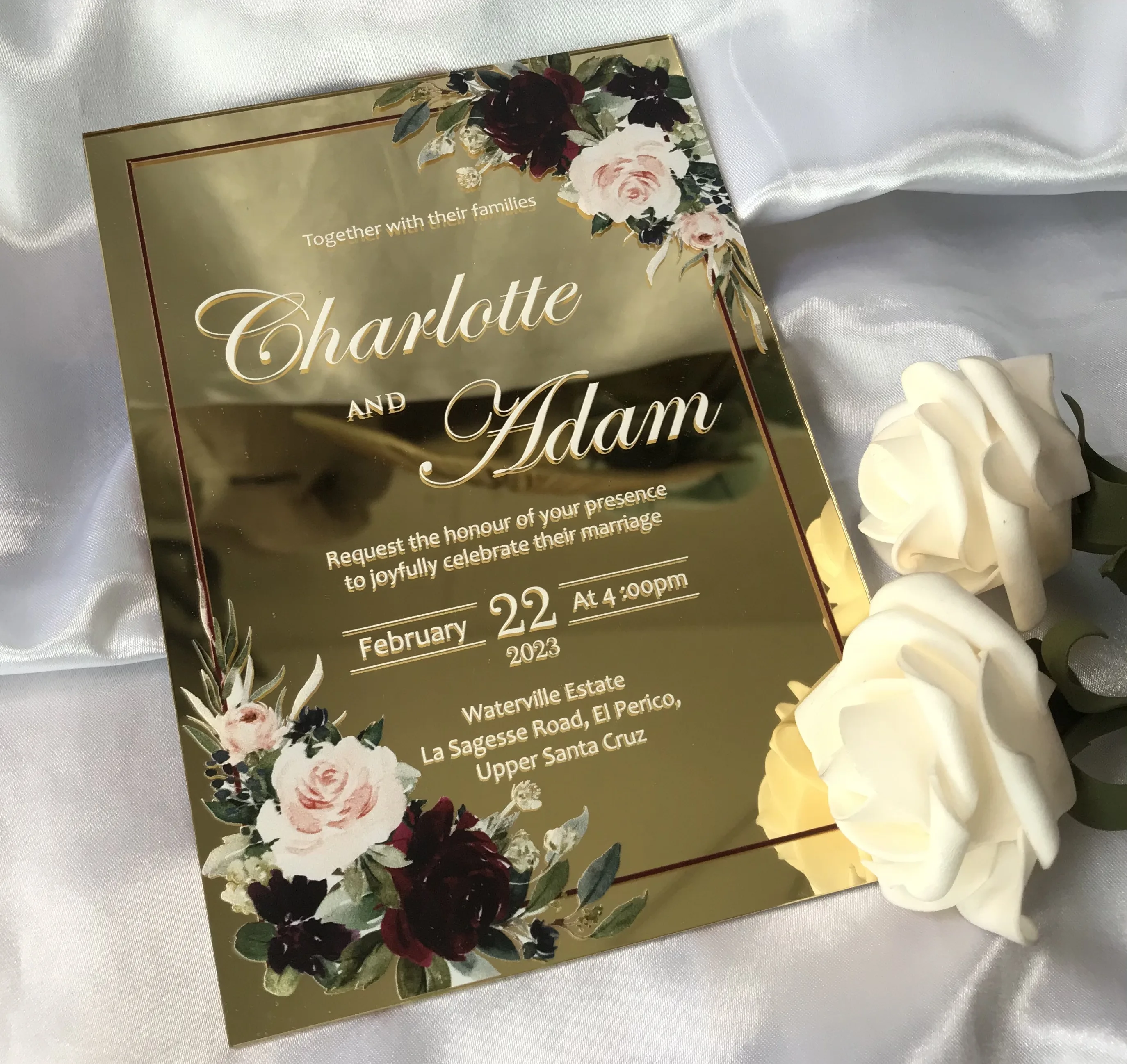 Acrylic Wedding Invitation,custom 10pcs Mirror Gold Acrylic Invite ...
