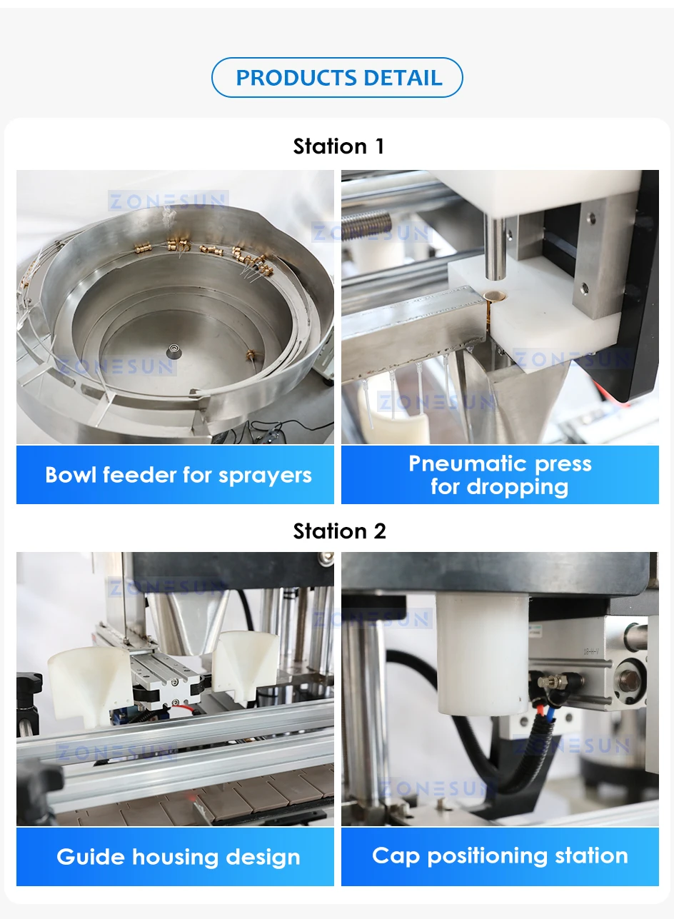 ZONESUN ZS-YG11V Automatic Perfume Bottle Crimping Machine with Cap Fe ...