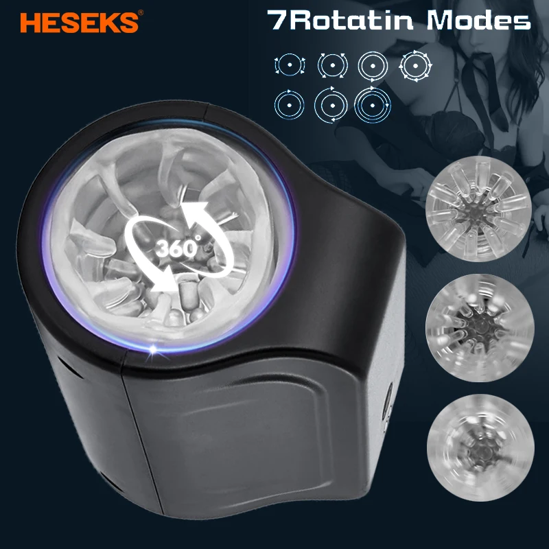 HESEKS 7 Modes Automatic Rotation Double Channel Masturbators For Men ...