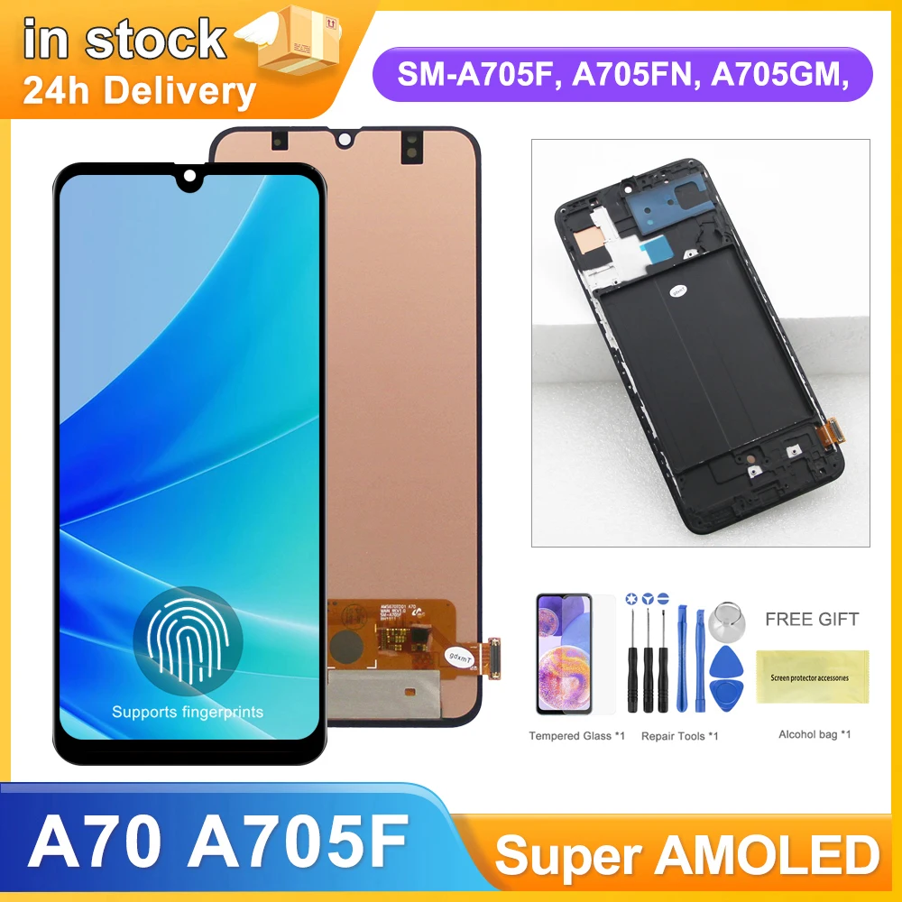 6.7'' Super AMOLED A70 Display Screen with Fingerprint, for Samsung ...