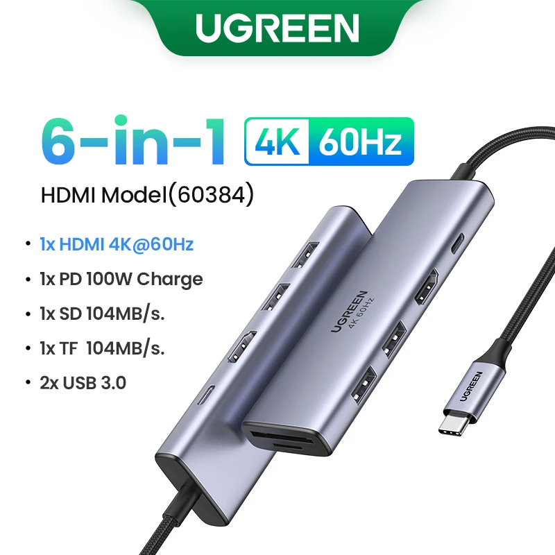 Concentrador USB C 10 en 1 UGREEN 4K Tipo C a HDMI RJ45 Ethernet PD100W ...