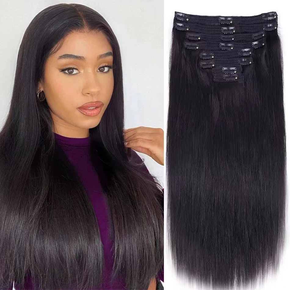 Clip-in-Hair-Extensions-Real-Human-Hair-Straight-Clip-ins-Remy-Human ...