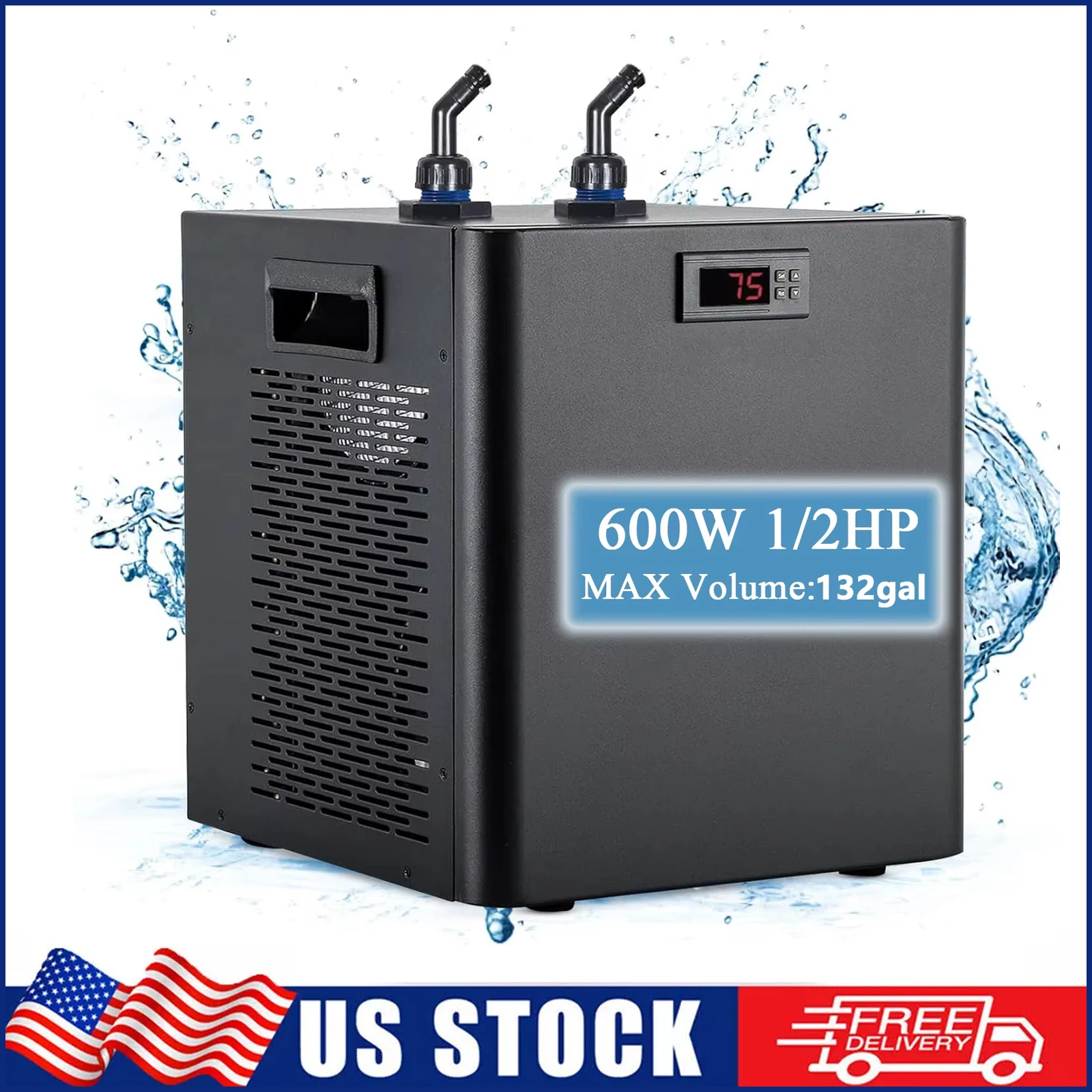 1/2 HP Aquarium Water Chiller 132 Gallon Fish Tank Ice Bath Chiller for ...