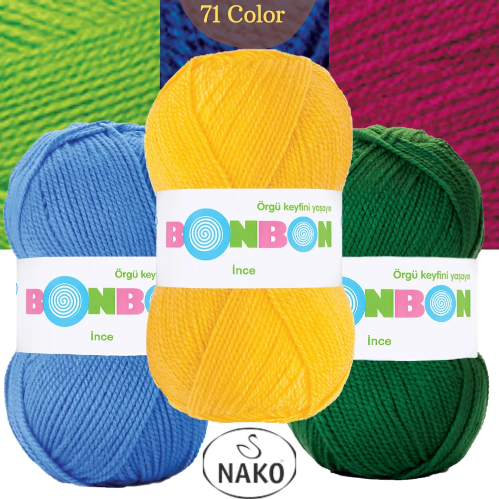 Nako Bonbon İnce Hand Knitting Yarn, 100 Grams Of 300 Meters, 70 Color ...