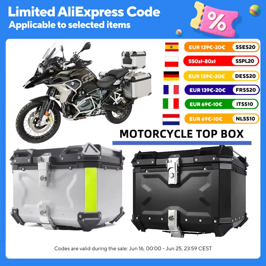Aluminum motorcycle trunk, top box for motorcycle helmet, waterproof ...