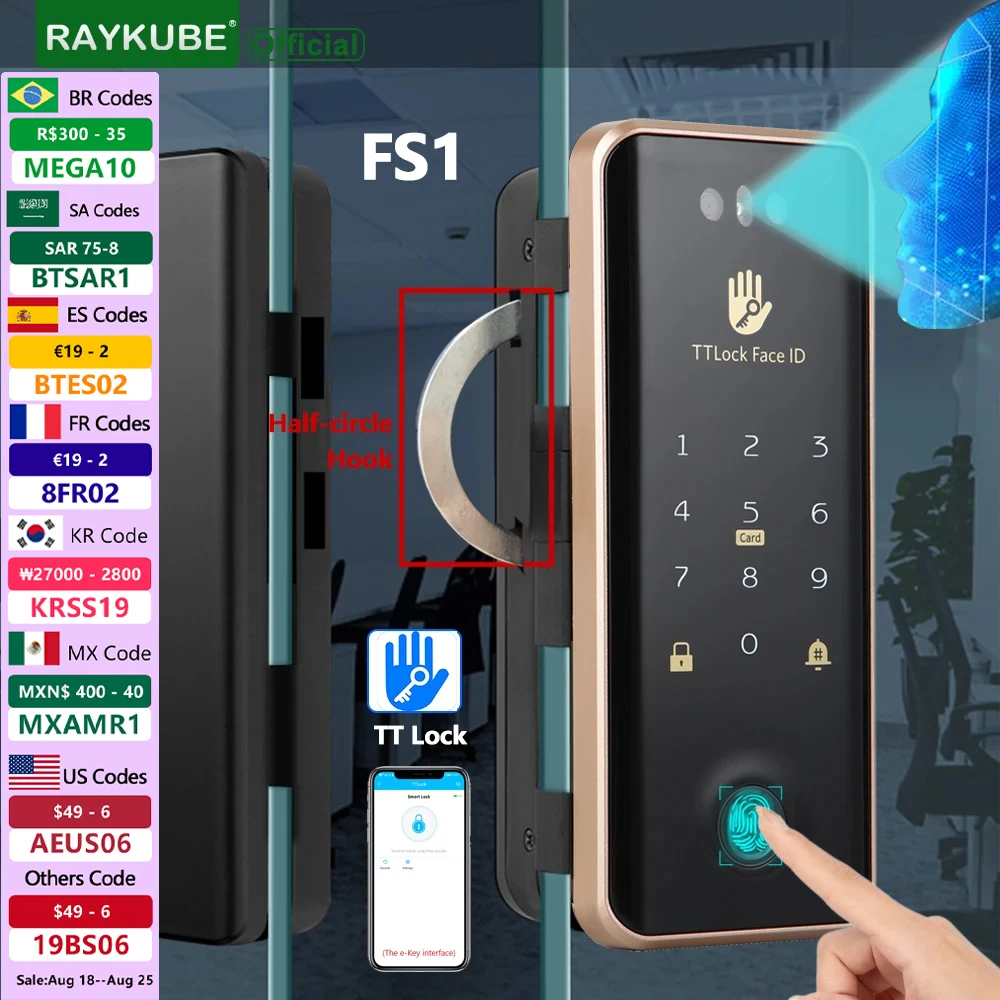 RAYKUBE-FS1-TT-Lock-3D-Face-Recognition-Smart-Lock-With-Half-circle-Hook-Biometric-Electronic ...