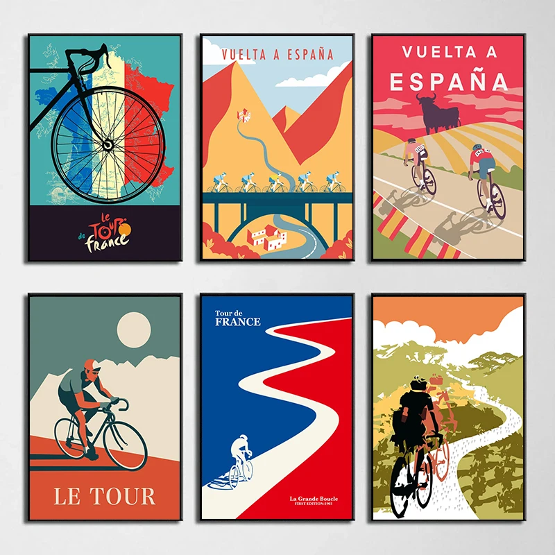 Sports Cycling Tour Mountain Bike Race Posters Bicycle HD Print Canvas ...