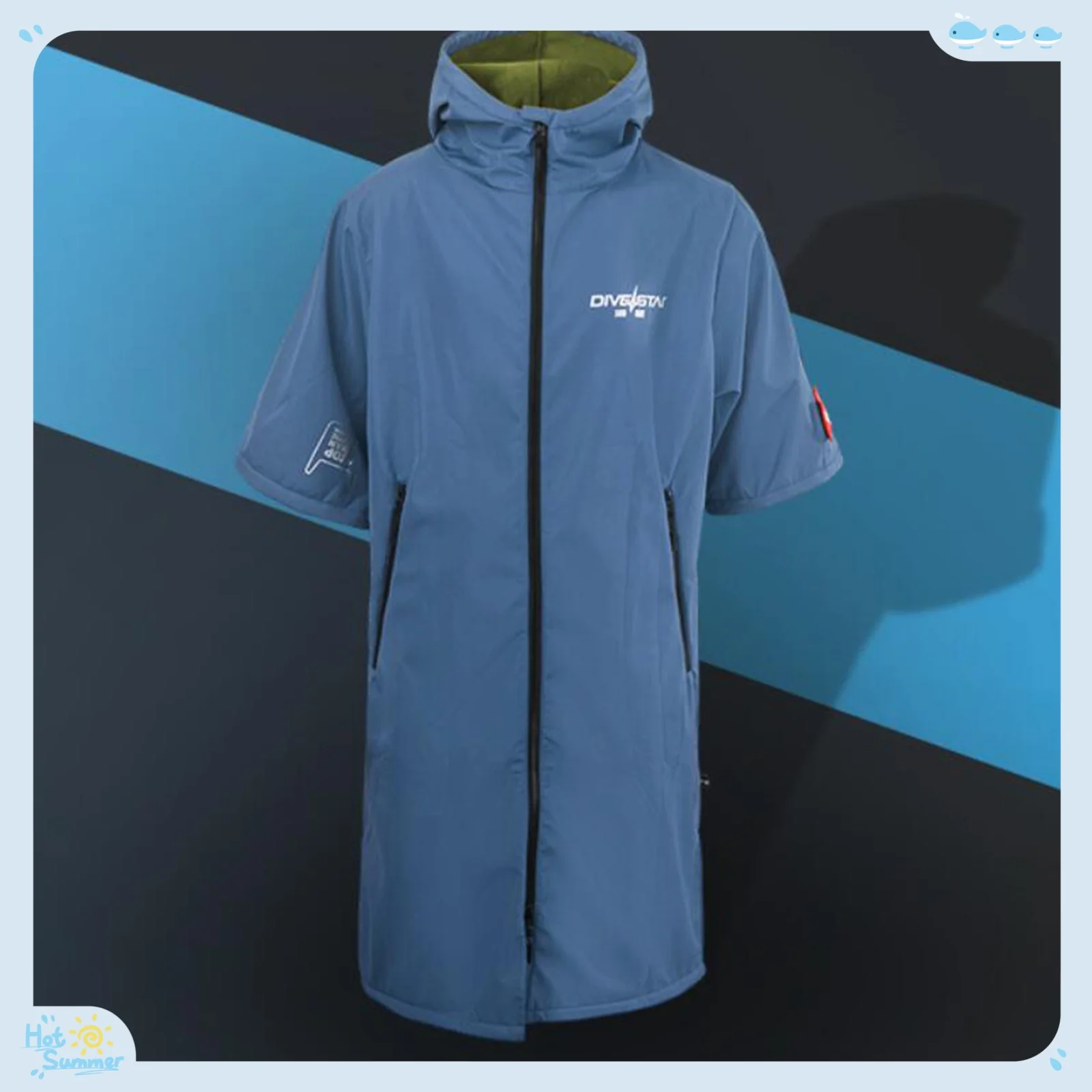 Windproof Surf Poncho Thickened Fleece Lined Waterproof Swim Parka Coat ...
