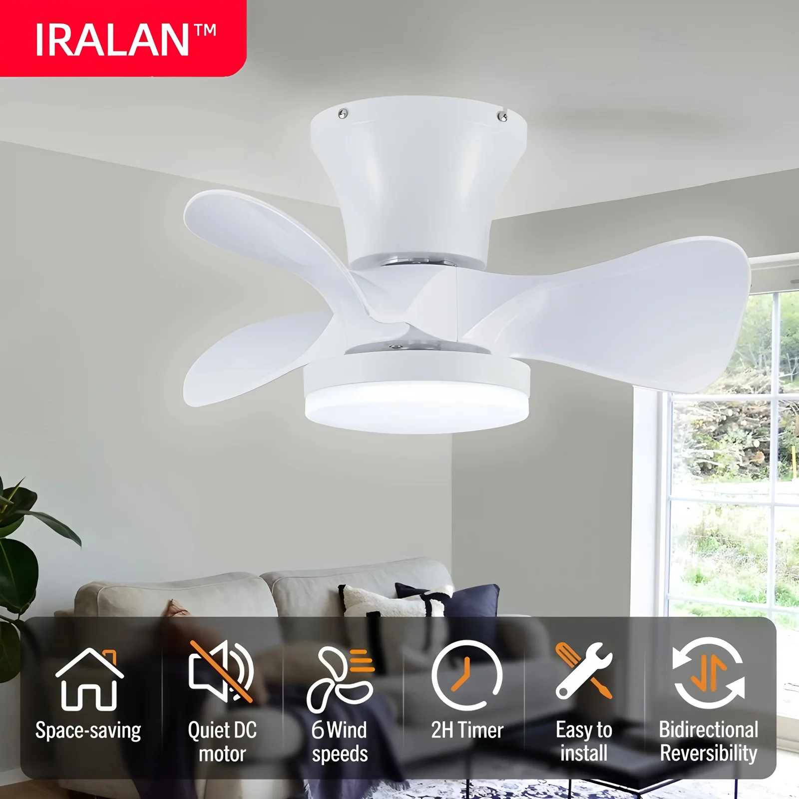 IRALAN LED Ceiling Fan Light 22 Inch Strong Winds Restaurant Living ...
