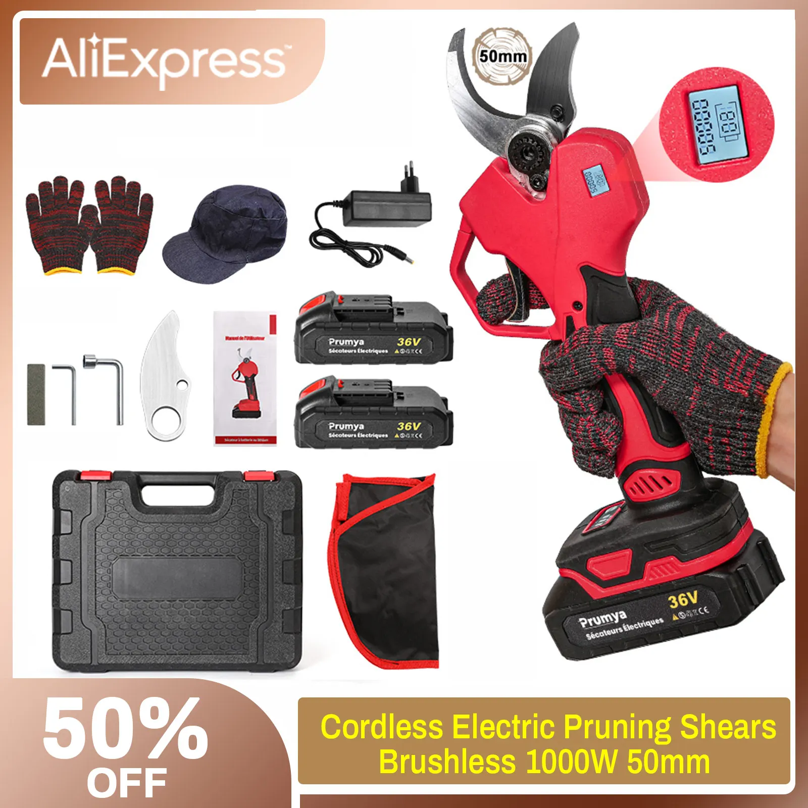 1000W-900W-50mm-Electric-Pruning-Shears-Brushless-Cordless-Pruner-Shear ...