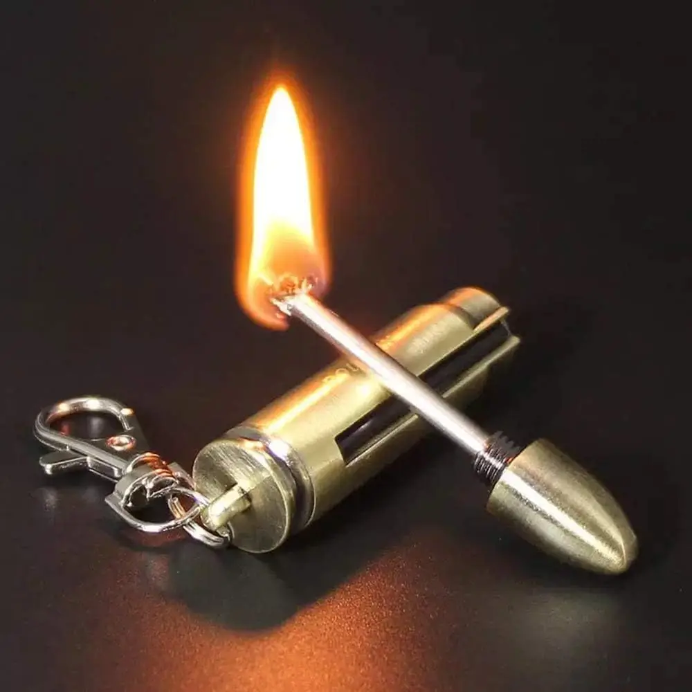 Match-Bullet-Metal-Key-chain-lighter-Reusable-Survival-Fire-Starter ...