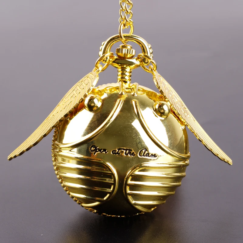 Golden-Ball-Pendant-Pocket-Watch-Gifts-for-Kids-Golden-Wings-Necklace ...