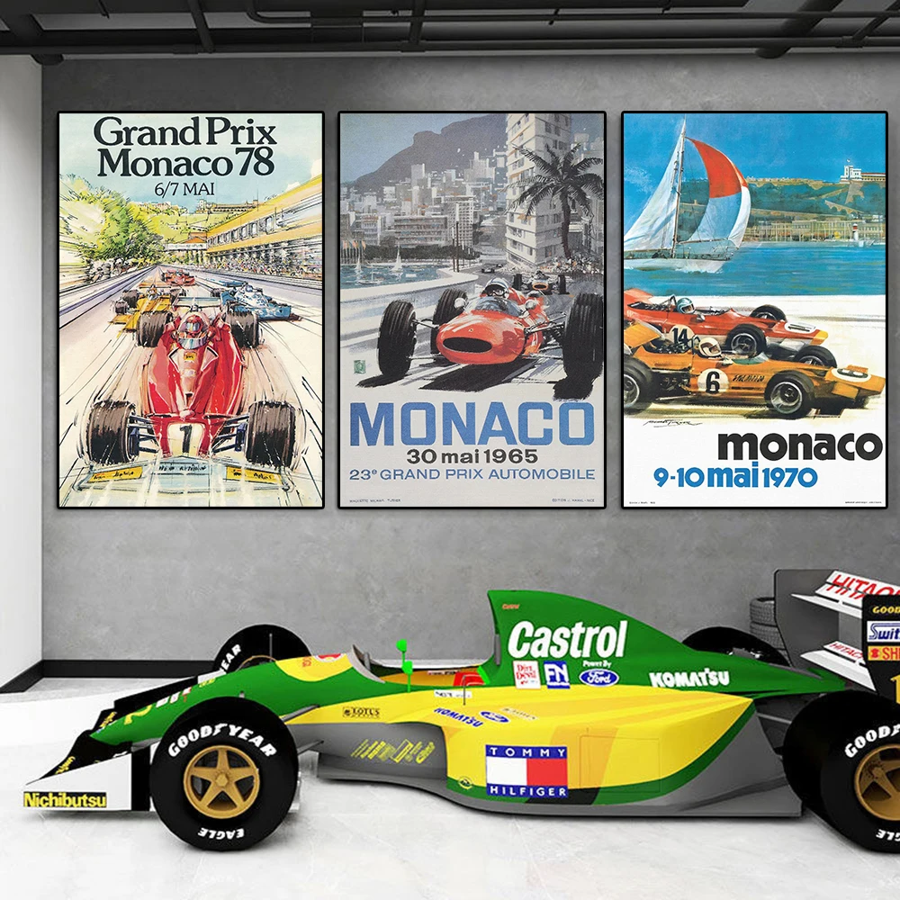 Monaco Grand Prix Retro Racing Comic Poster Print Formula Vintage Race ...