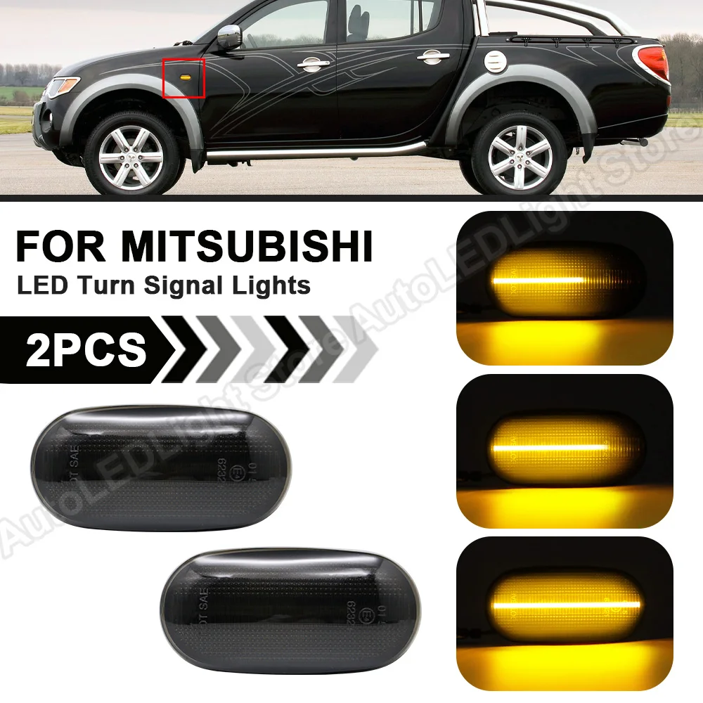 2PCS LED Turn Signal Lamps For Mitsubishi Triton/L200 2005-2015 Pajero ...