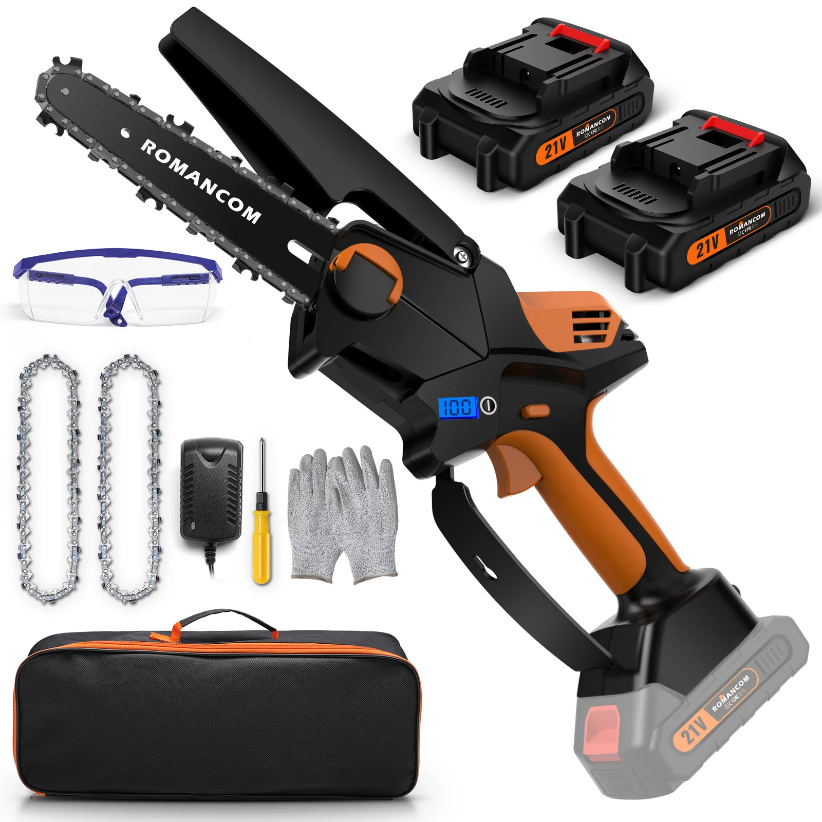 6-Inch-Cordless-Chainsaw-Removable-Mini-Electric-Digital-Display ...