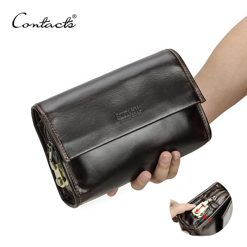 CONTACT-S-Genuine-Leather-Men-Clutch-Bag-Password-Lock-Luxury-Handbag ...