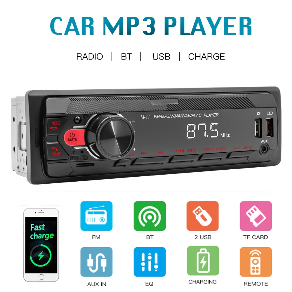 Universal 1 Din Car Stereo Player FM Bluetooth MP3 Player Auto Stereo ...