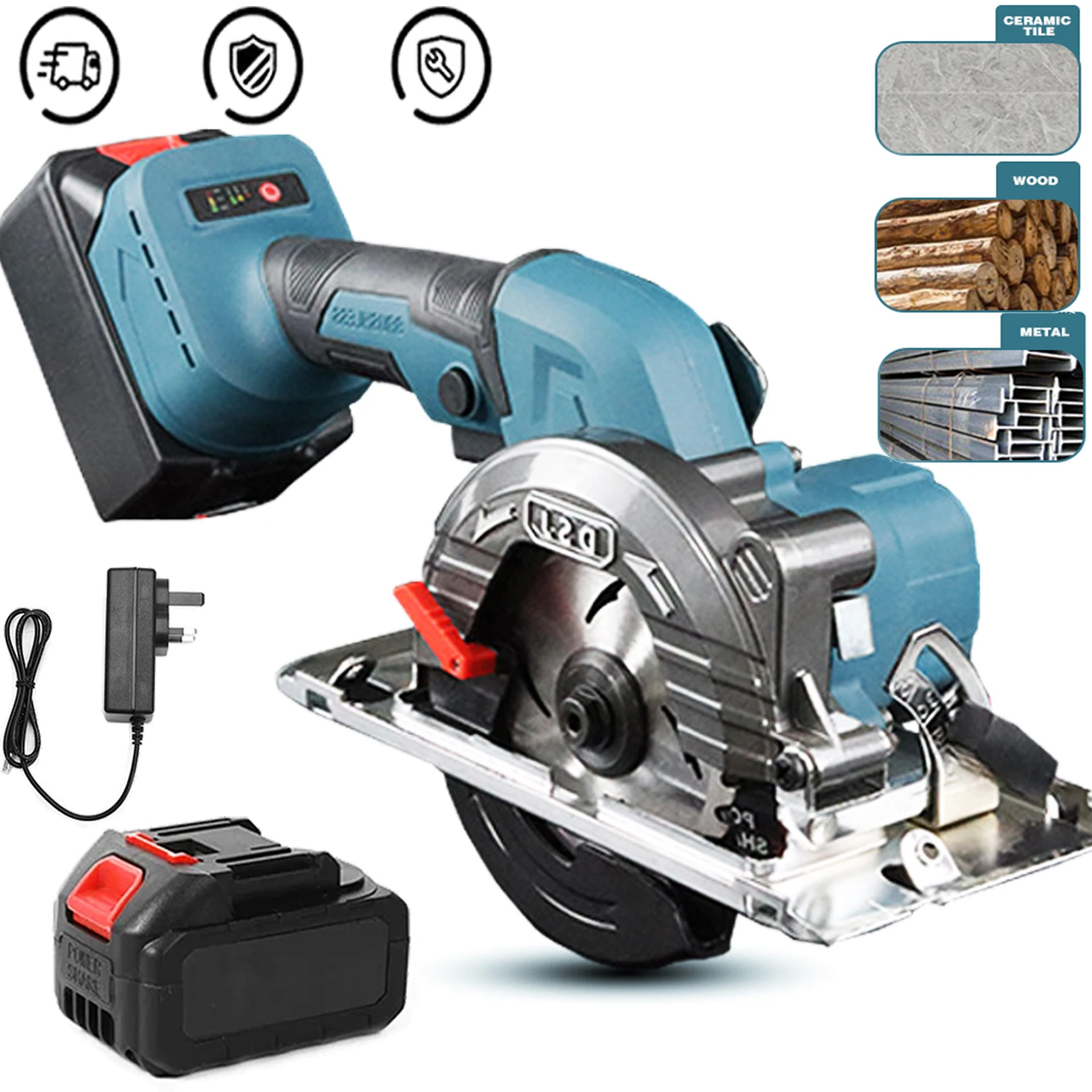 5in-Brushless-Circular-Saw-125mm-Cordless-Electric-Saw-Adjustable-Wood ...