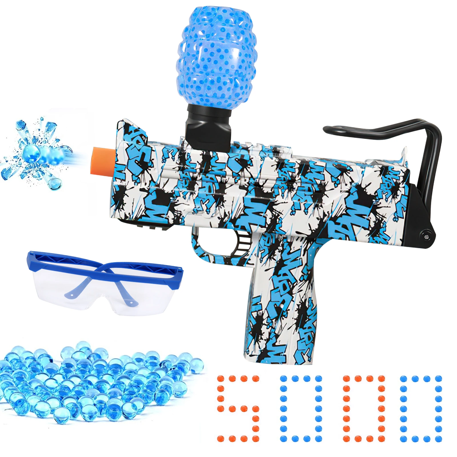 UZI Electric Water Ball Gel Blaster Pistol Toy Gun Splatter Shooter ...